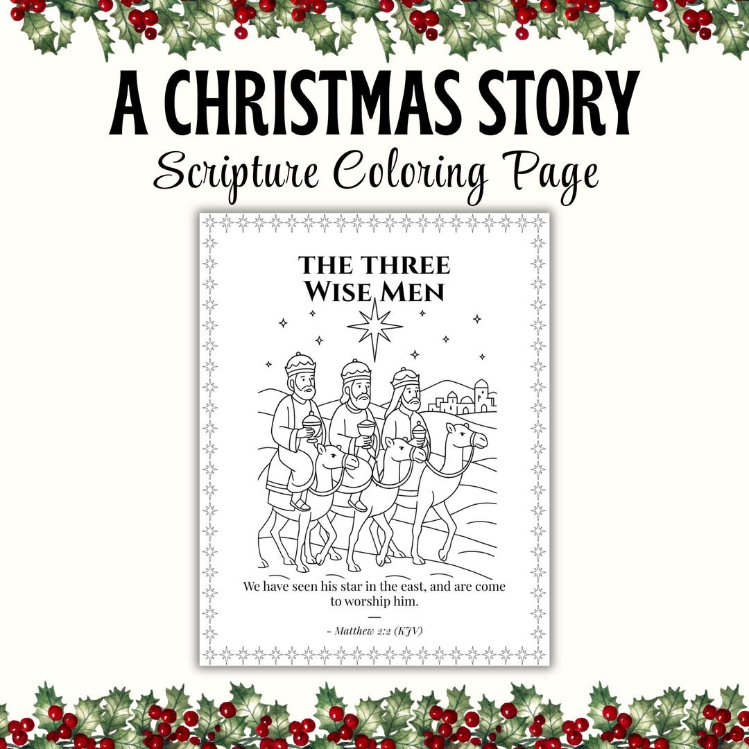 Epiphany Coloring Page | Three Wise Men, Matthew 2:2 KJV (PDF) - Etsy