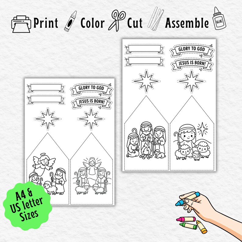 Nativity Popsicle Stick Craft | DIY Christmas Ornament PDF Templates ...