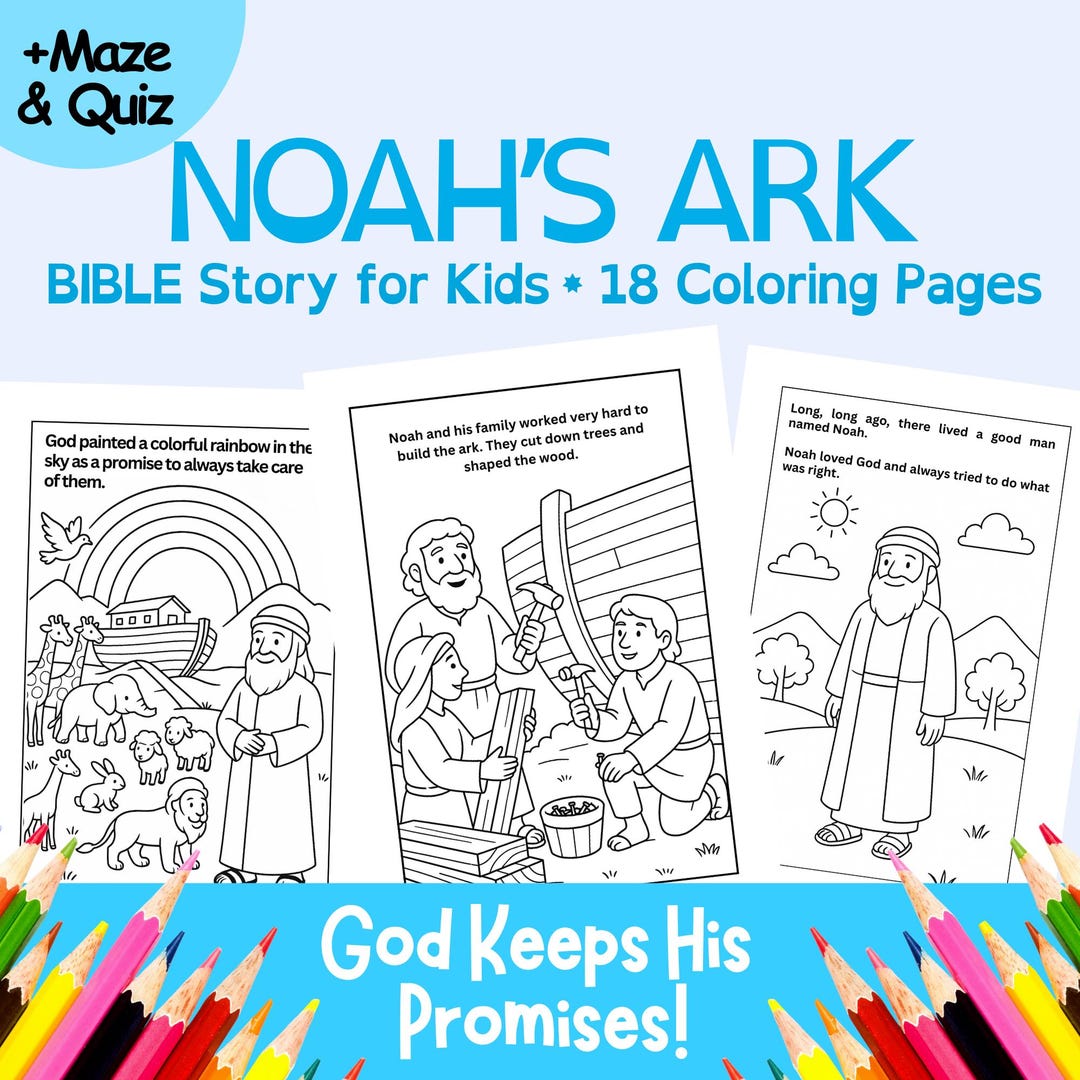 Noah's Ark, Bible Stories Book, Sunday School Coloring Pages, Christian ...