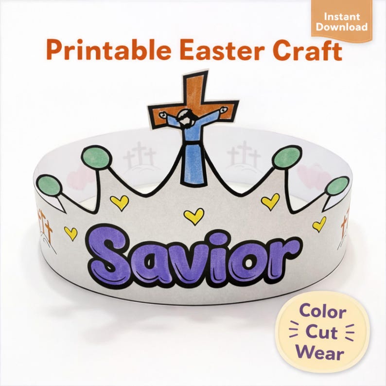 Printable Easter Crown Craft for Kids | Savior Paper Crown Template ...