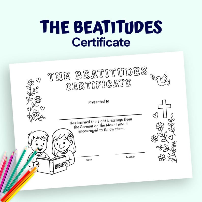 Beatitudes Bible Activity Placemat for Kids | Christian Worksheets ...