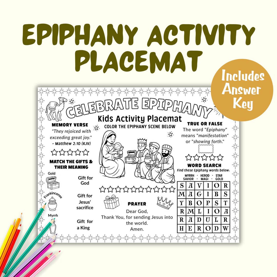 Epiphany Kids Activity Placemat Printable | Three Wise Men Christian ...