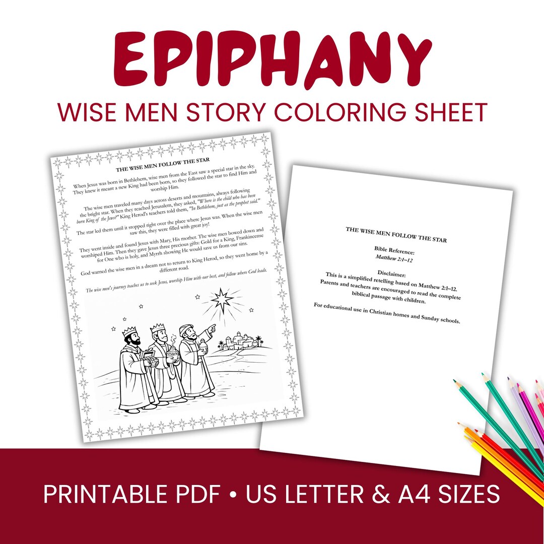 Wise Men Follow the Star Coloring Page | Epiphany Bible Story for Kids ...