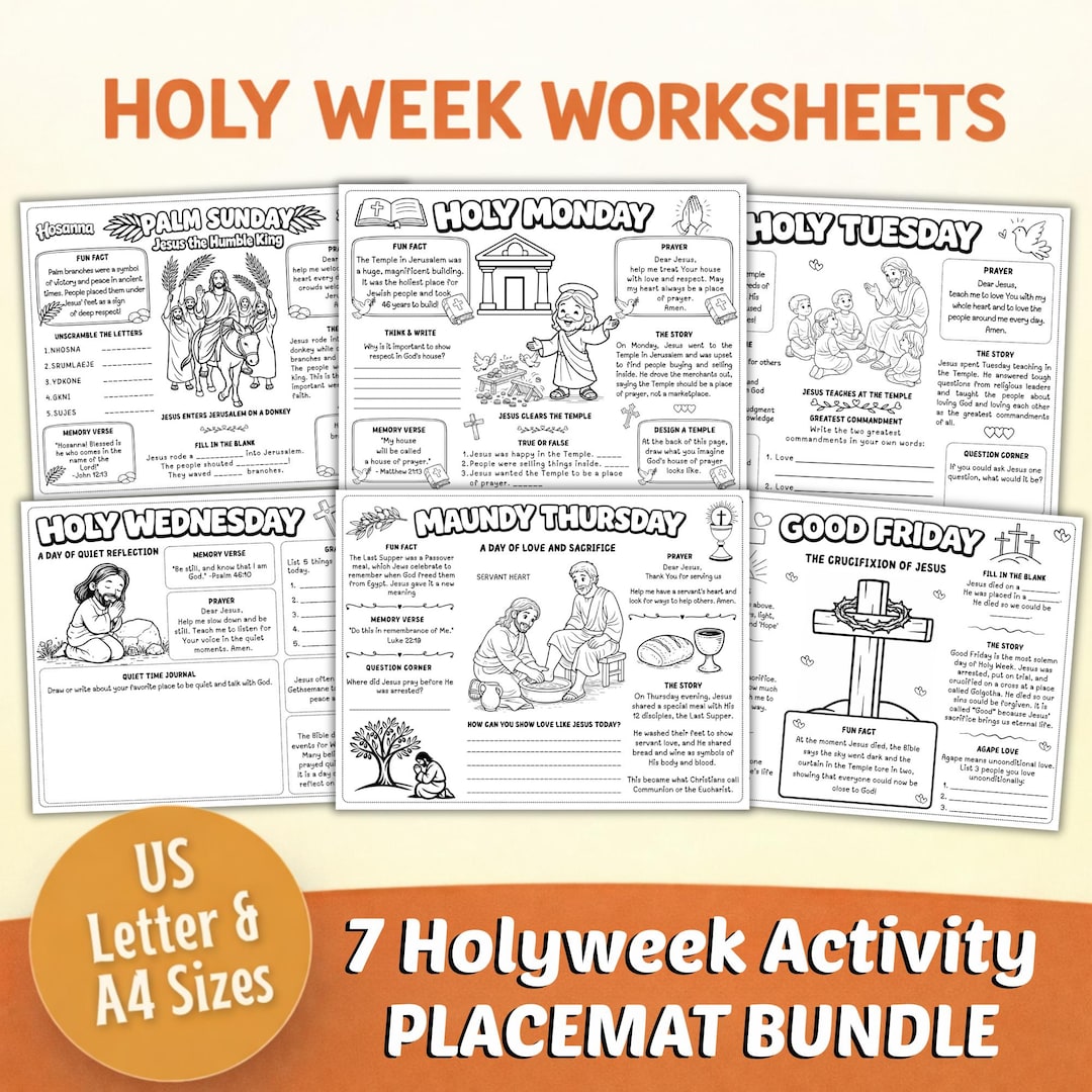 7 Holy Week Worksheets for Kids | Palm Sunday to Black Saturday ...