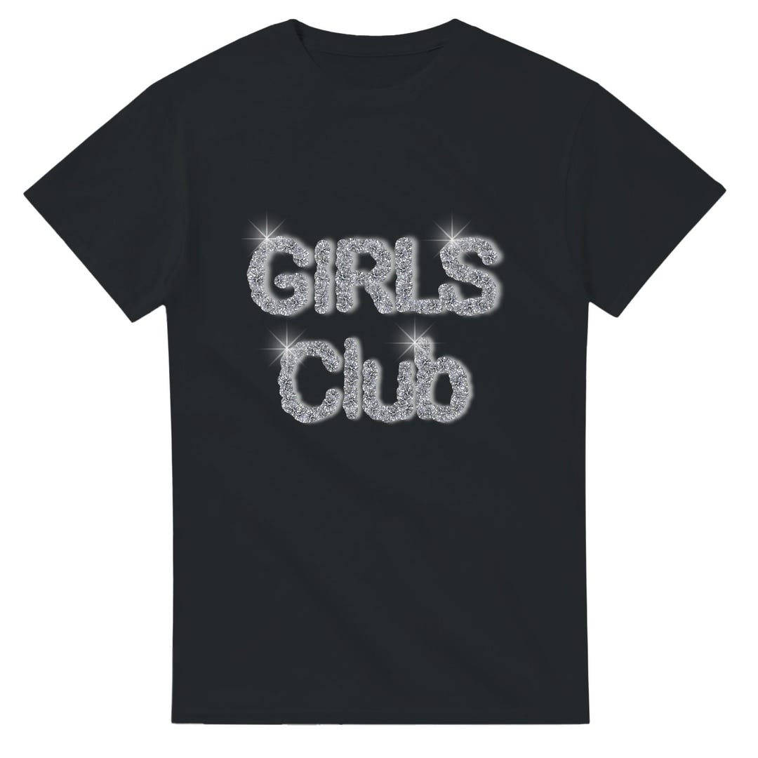Girls Club T-Shirt Damen | Schwarzes Shirt mit Glitzer-Schriftzug ...
