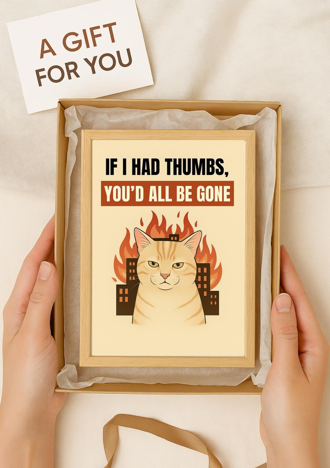 Dark Humor Cat Poster – “if I Had Thumbs…” – Instant Download Printable ...