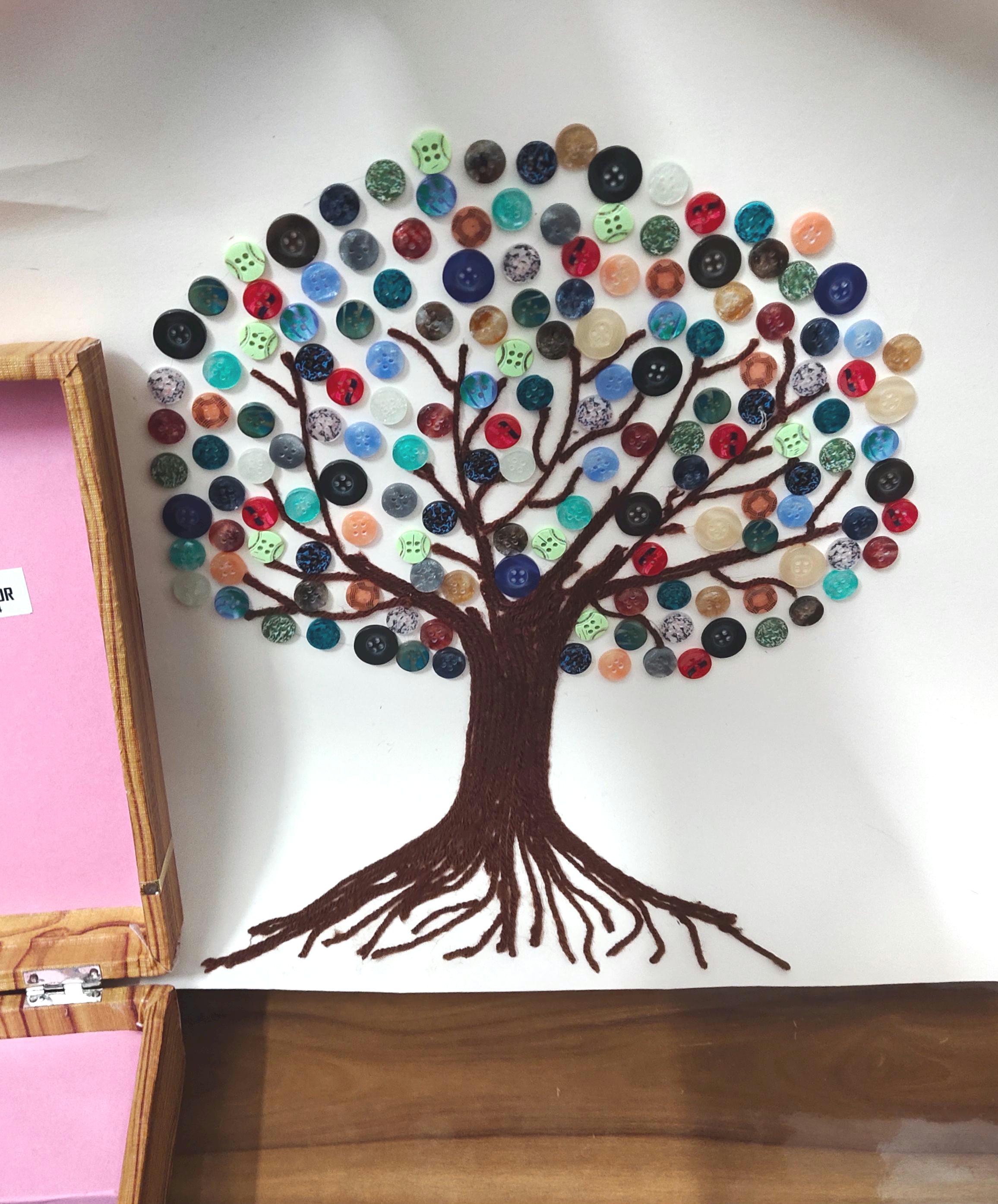 Handmade Button Tree Wall Art | Unique Home Decor "12×12" Inches - Etsy
