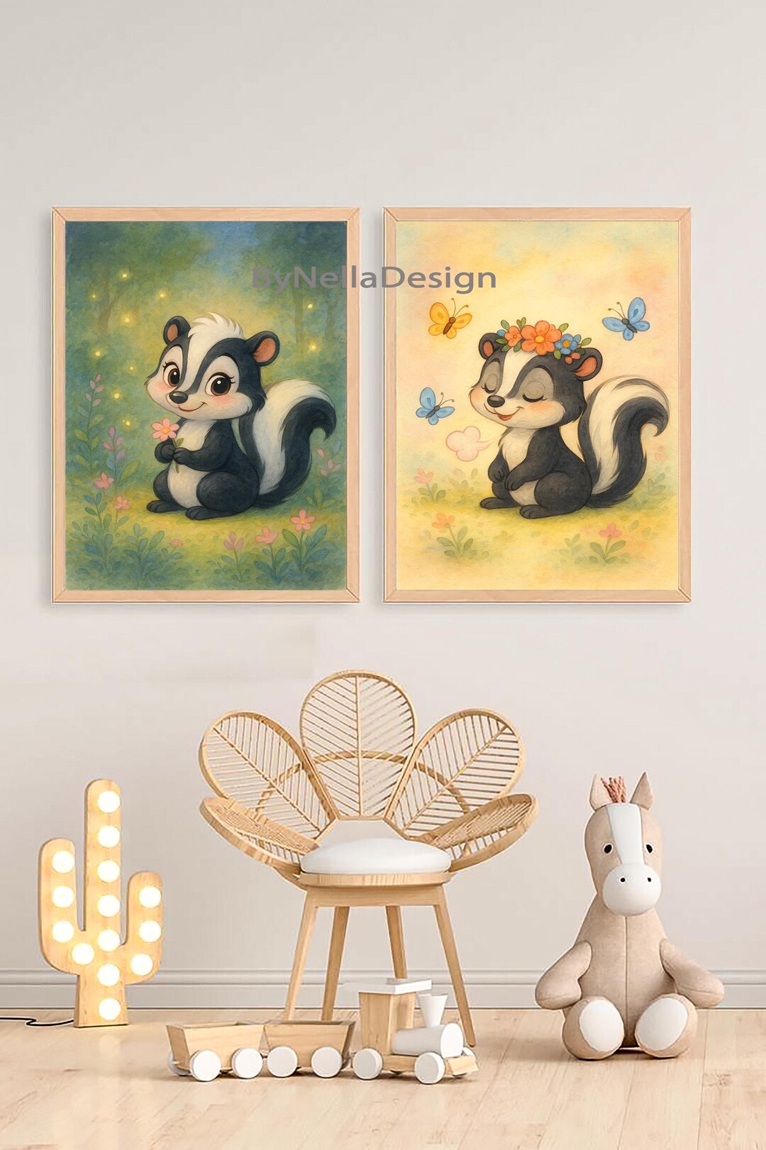 Cute Baby Skunk Nursery Wall Art Set – Woodland Animal Digital Download ...
