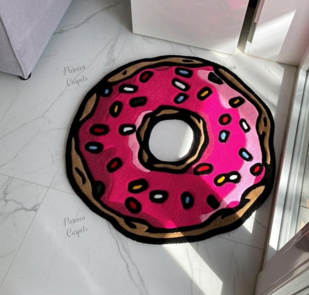 Cute Sprinkle Round Area Rug, Kawaii Dessert Carpet for Kids Room ...