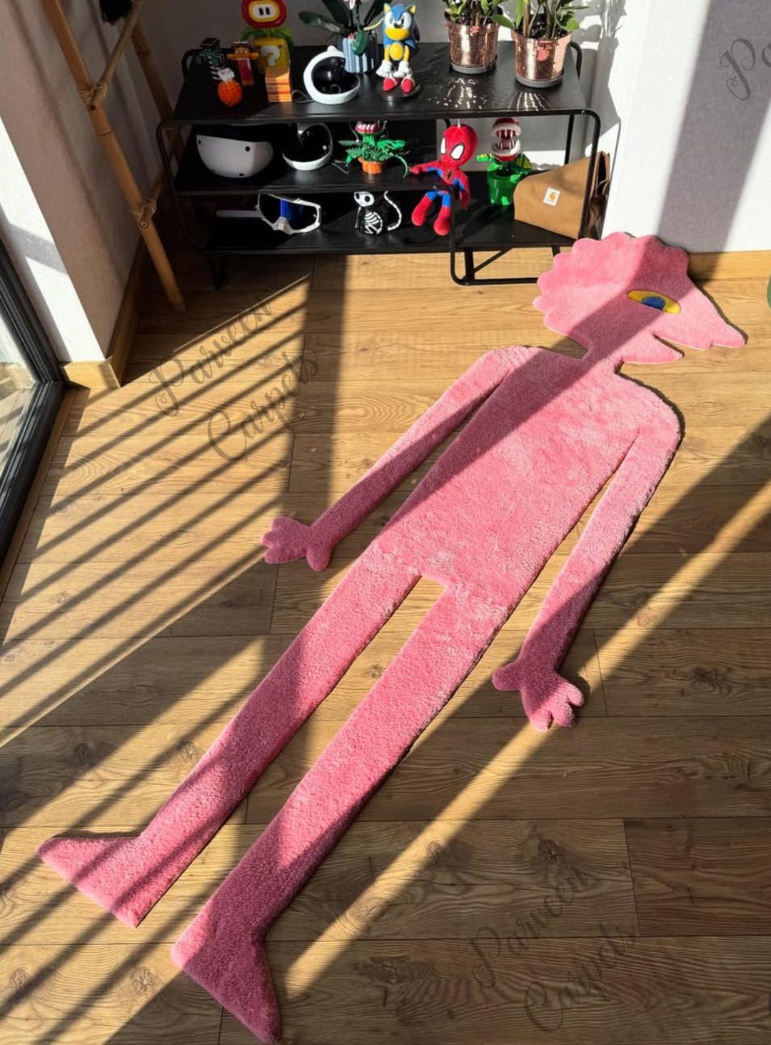 Pink Human Rug: Handmade Tufted Cartoon Rug, Adventure Time Custom Wool ...