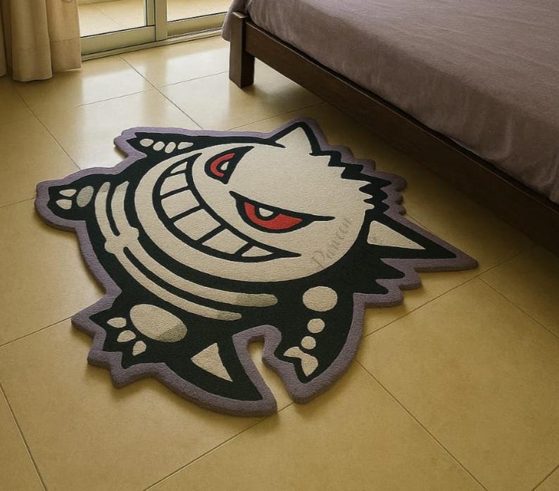 Gengar Skeleton Rug. Living Room, Kid's for Room, Hand Tuffted, Bedroom ...