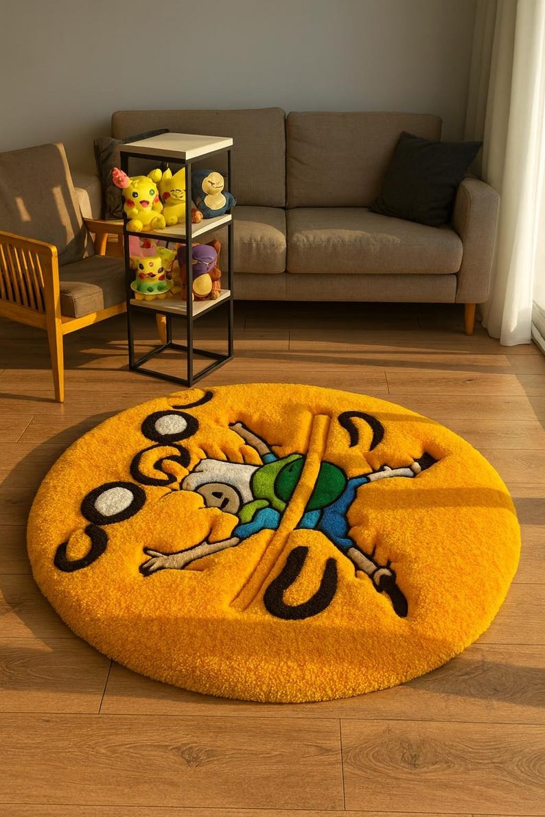 Adventure Time Finn Ramen Rug – Handmade Cartoon Noodle Mat – Colorful ...
