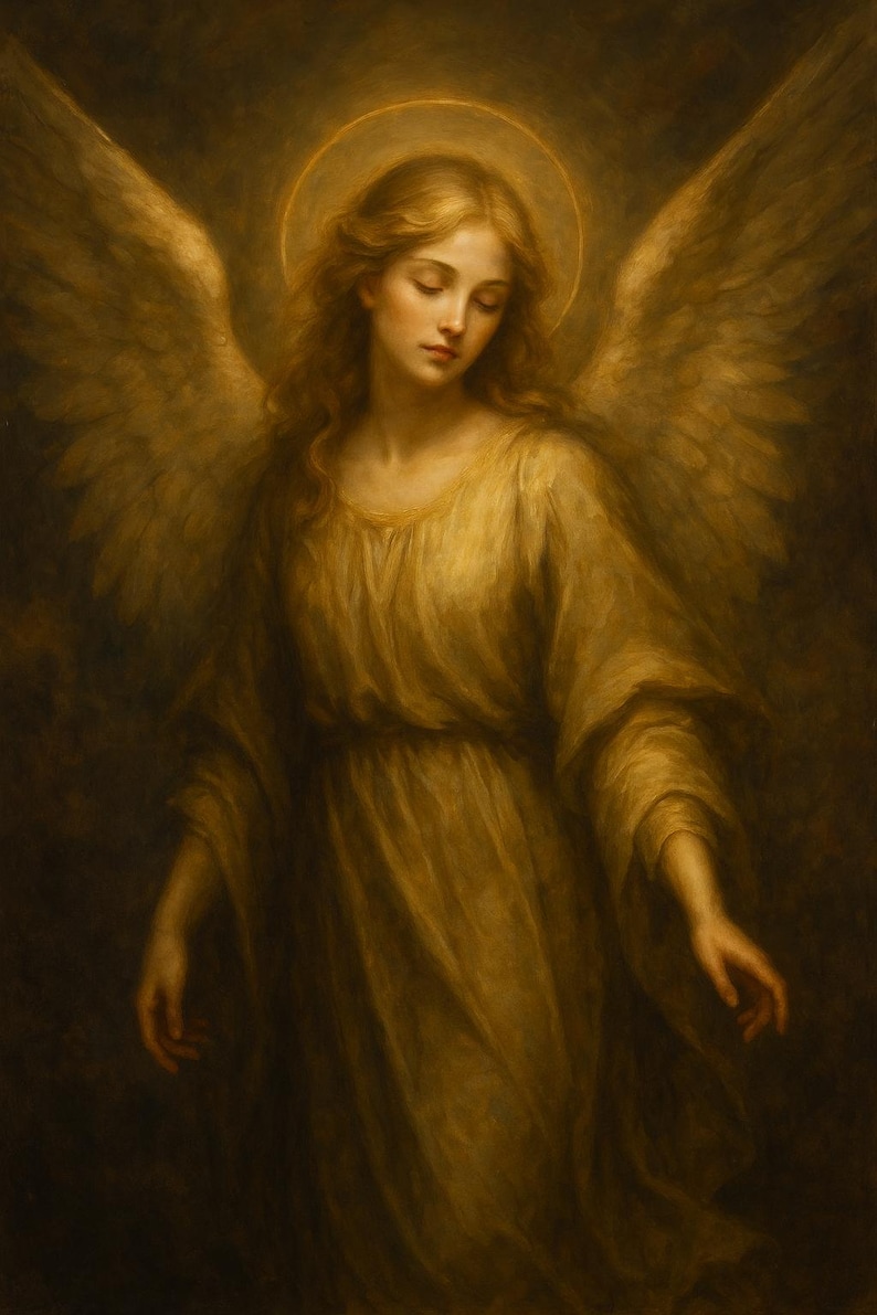 Golden Guardian Angel Art Print | Classic Style (digital Download ...