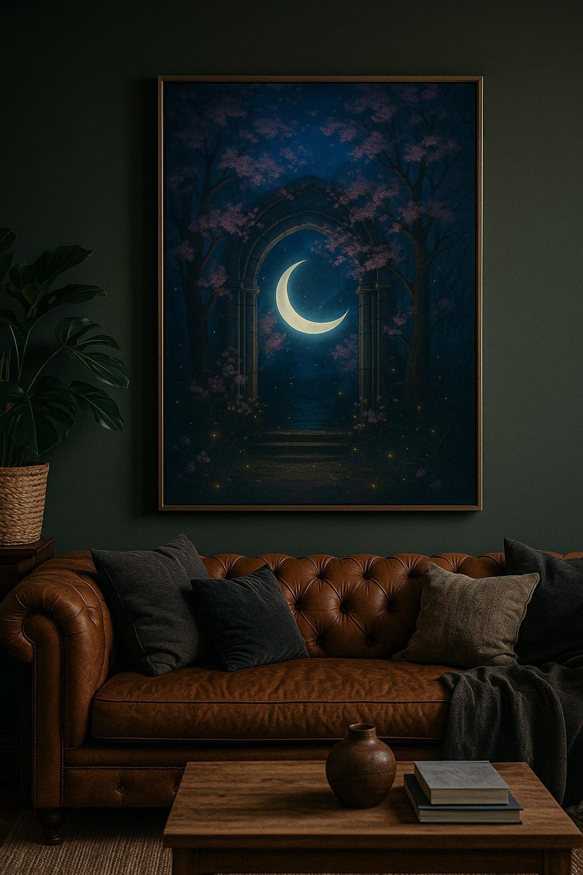 Moonlit Arch — Crescent Moon Portal Art Printable Wall Art Digital ...