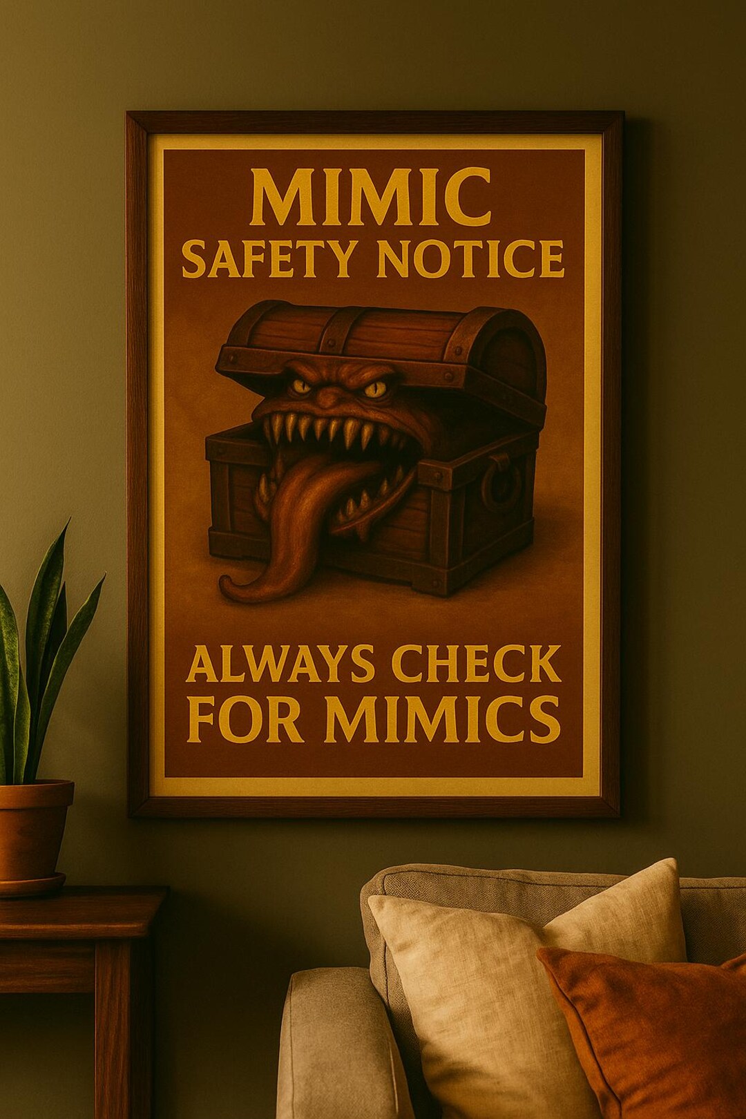 Mimic Safety Notice Poster | Always Check for Mimics | Funny Dnd Wall ...