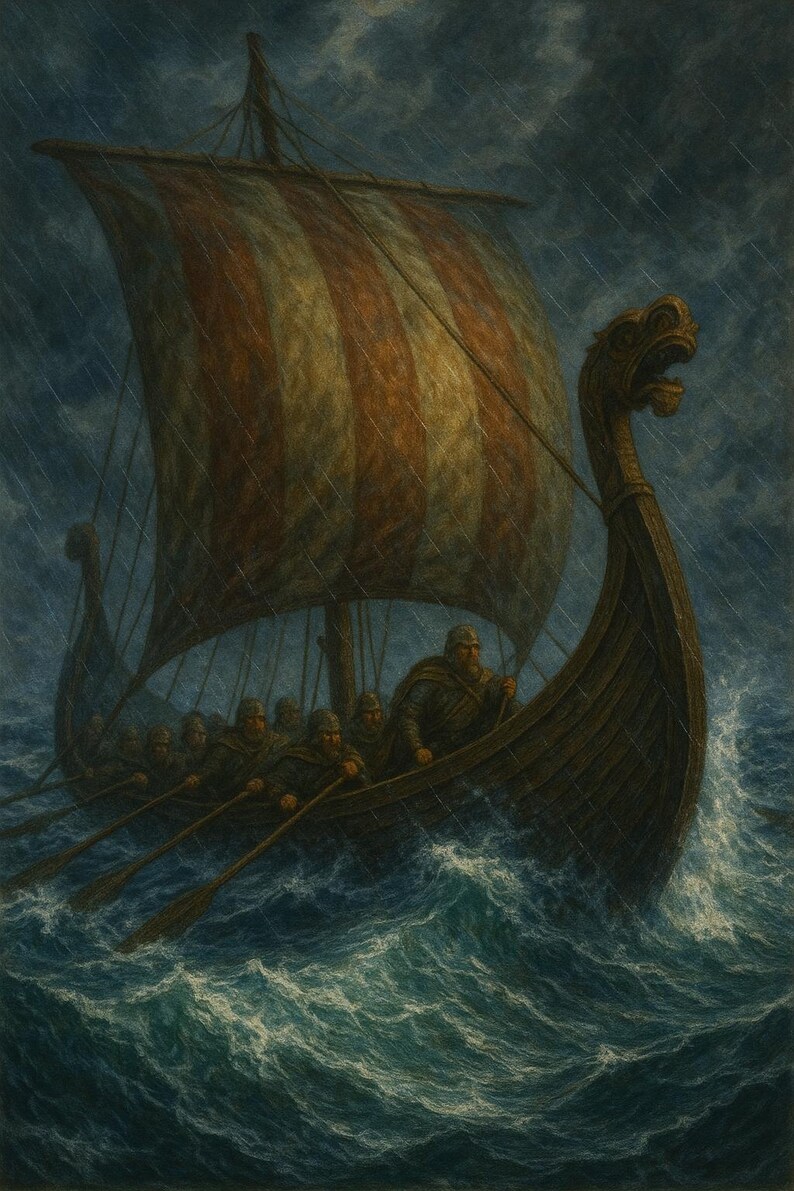 Viking Longship Storm – Norse Dragon Ship - Etsy