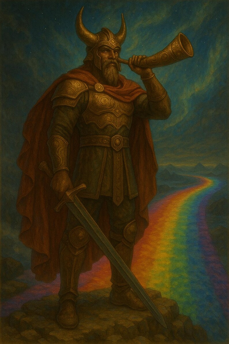 Heimdall Norse Wall Art | Rainbow Bridge, Viking Horn (digital Download ...
