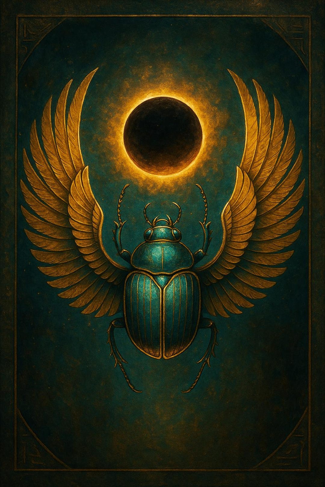 Winged Scarab Eclipse Art Print – Egyptian Mythology Decor (digital ...