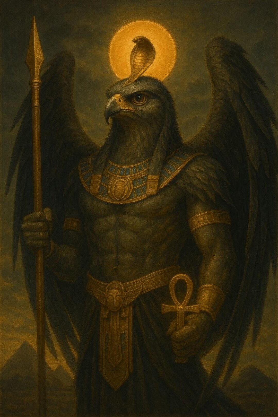 Horus Winged Sky God Wall Art | Falcon-headed Egyptian Deity Printable ...