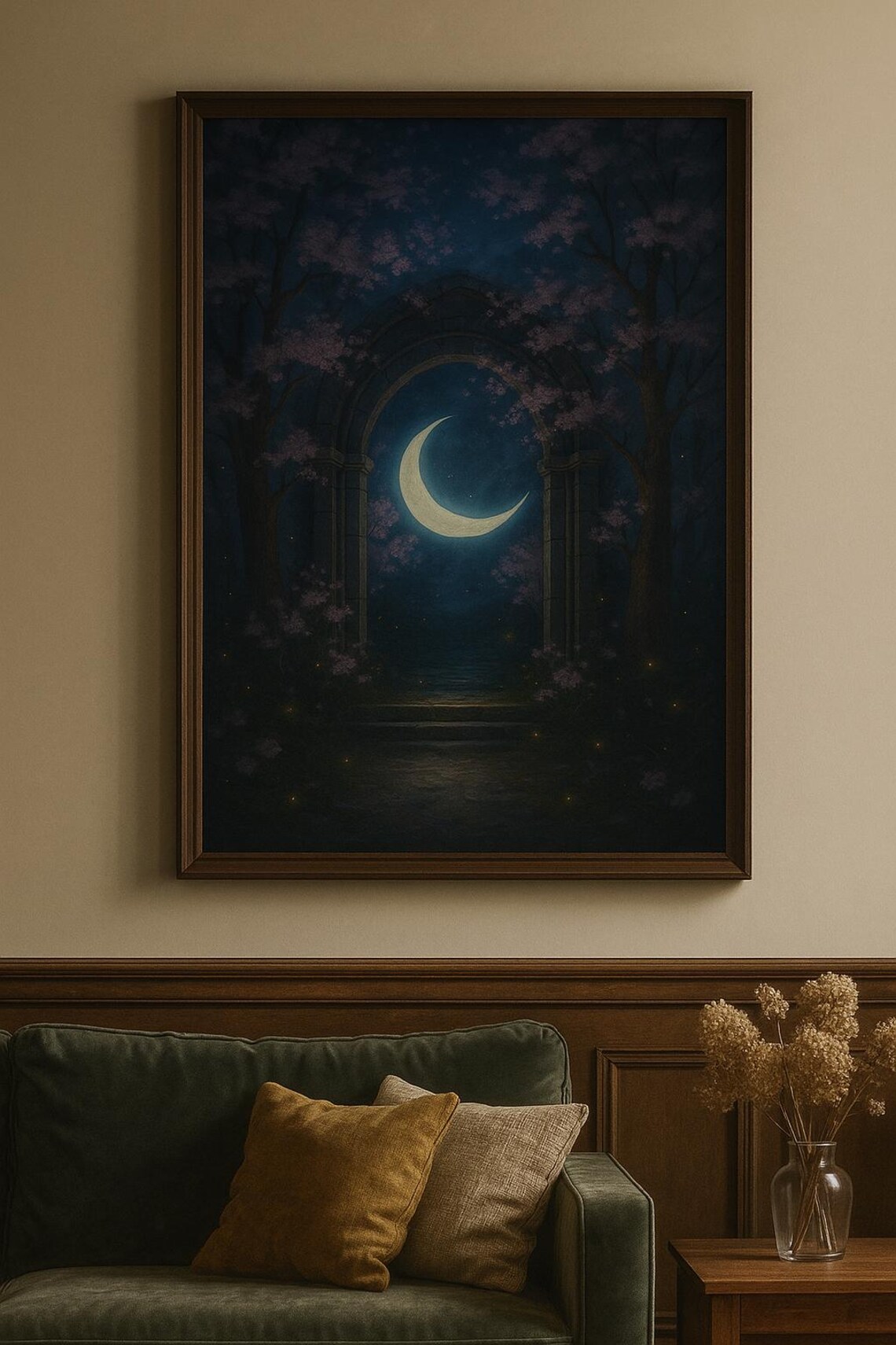 Moonlit Arch — Crescent Moon Portal Art Printable Wall Art Digital ...