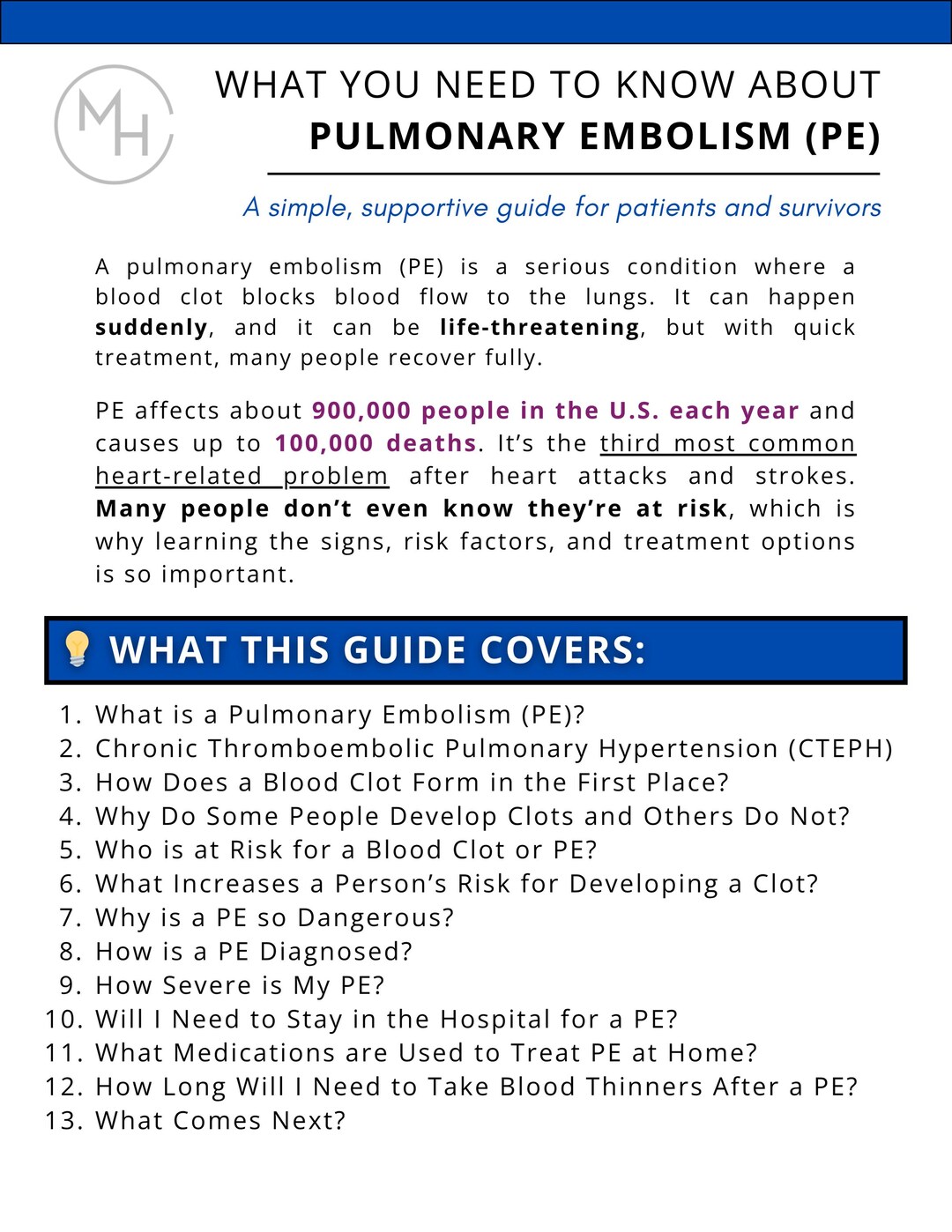 Pulmonary Embolism Guide PDF – Patient Handout for Clot Recovery ...