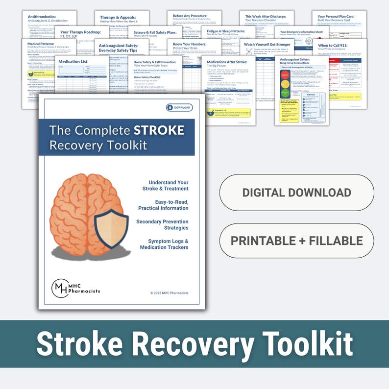Stroke Recovery Toolkit PDF | Printable Checklists, BP Log, Medication ...