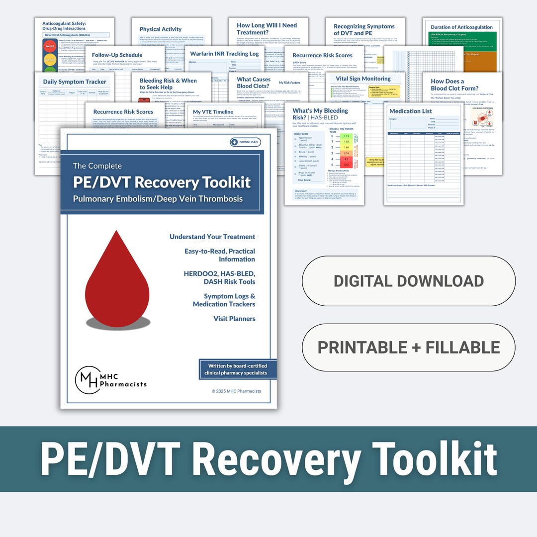 PE & DVT Planner | Fillable Worksheets to Support Recovery and Prevention - Etsy