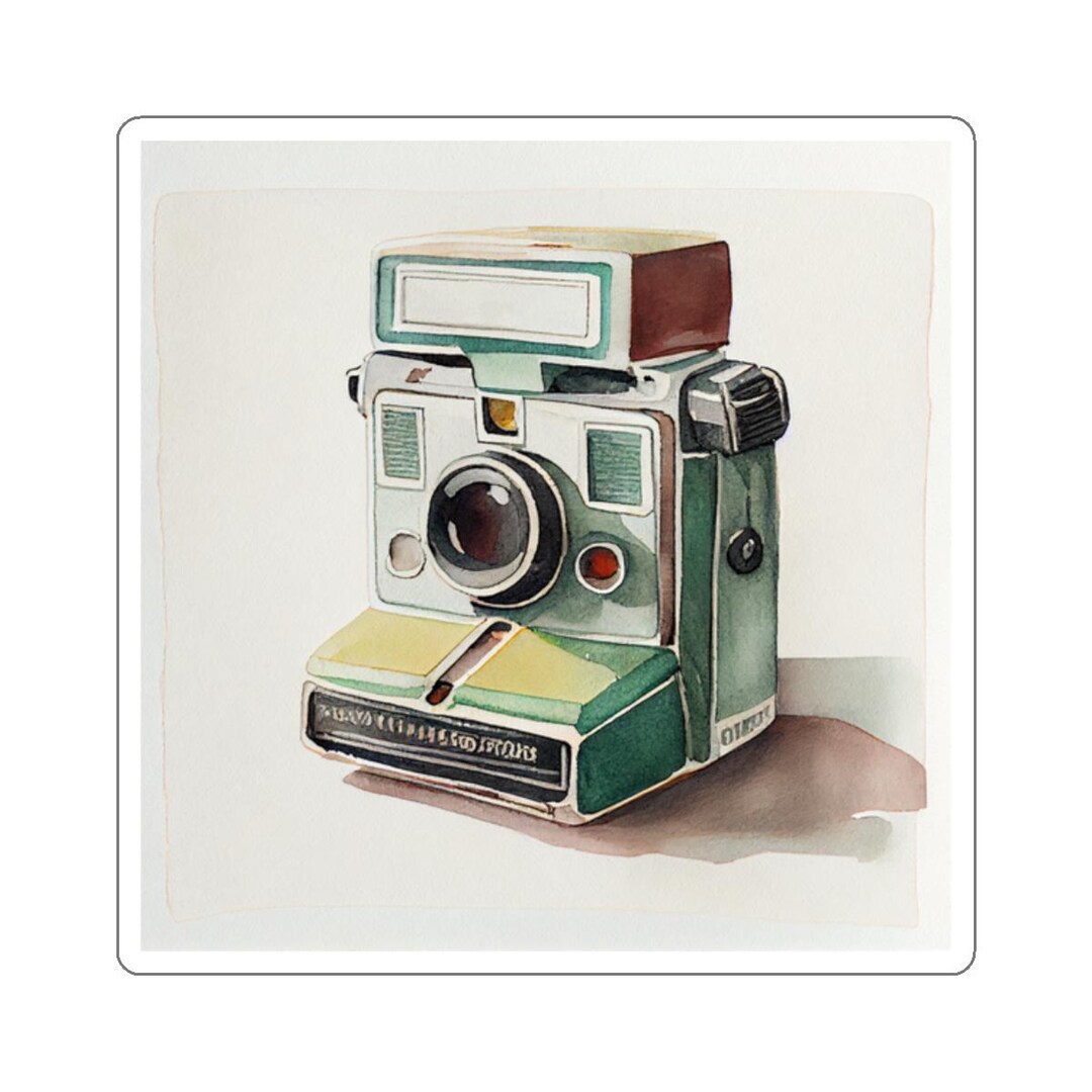 Watercolor Vintage Camera Sticker: Retro Polaroid Style - Etsy
