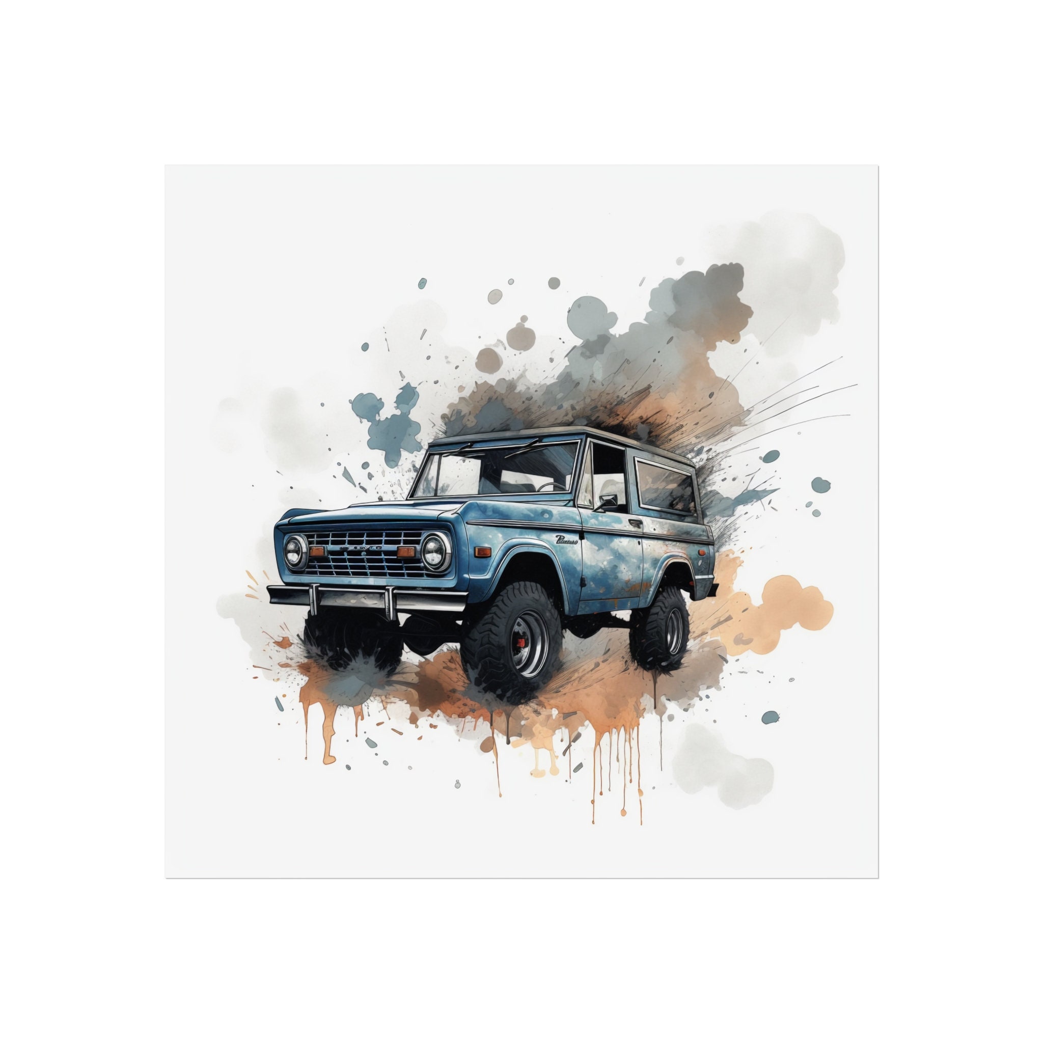 1970's Vintage Bronco Fine Art Poster Print Bronco Square Print Retro ...