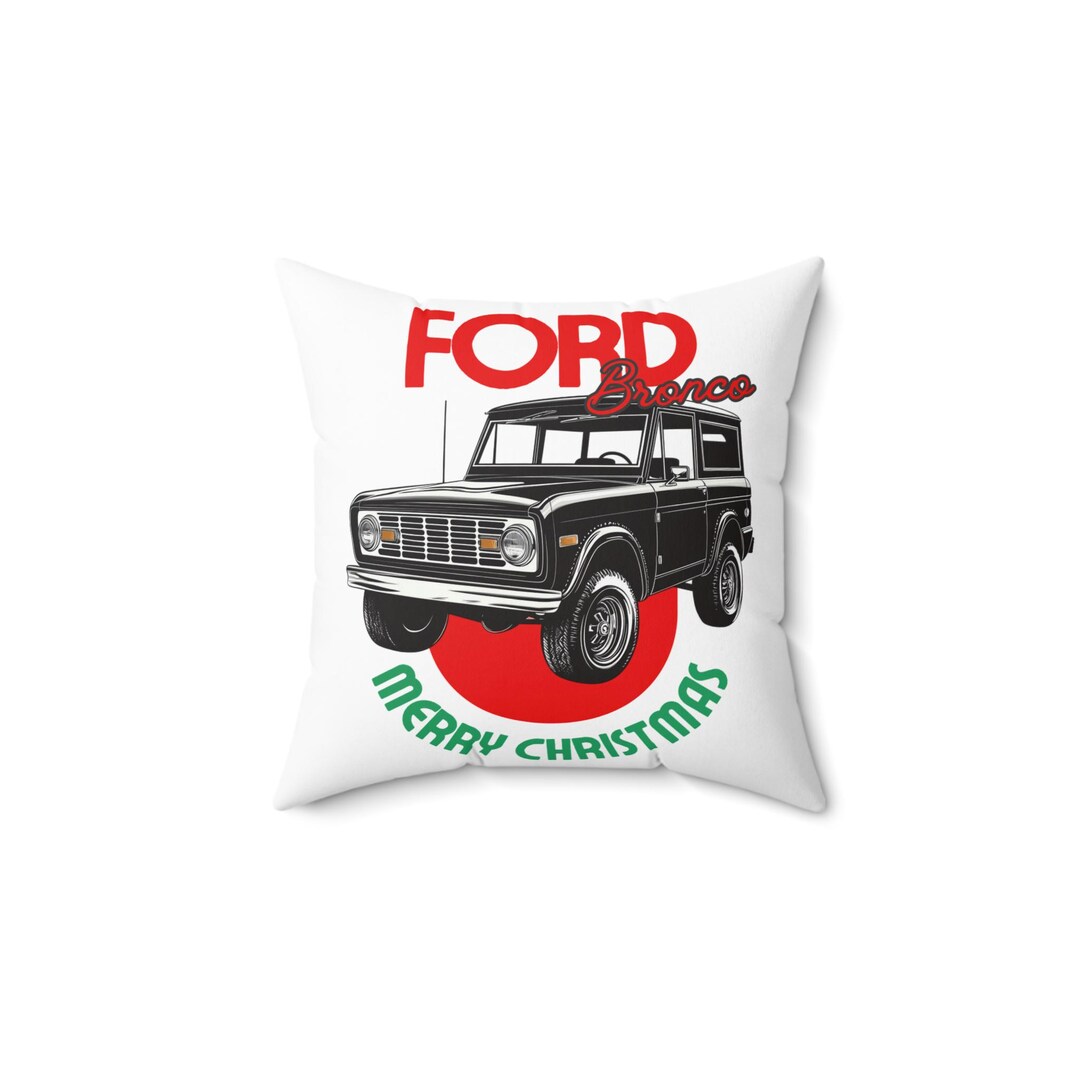 Christmas Ford Bronco Square Pillow, Holiday Vintage Ford Bronco Pillow ...