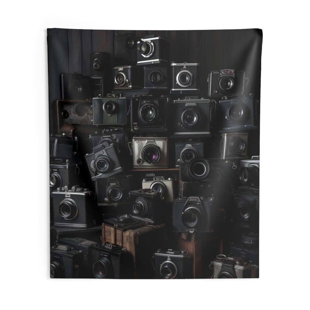Camera Wall Tapestry Printed Hanging Wall Decor Vintage Camera Tapestry ...