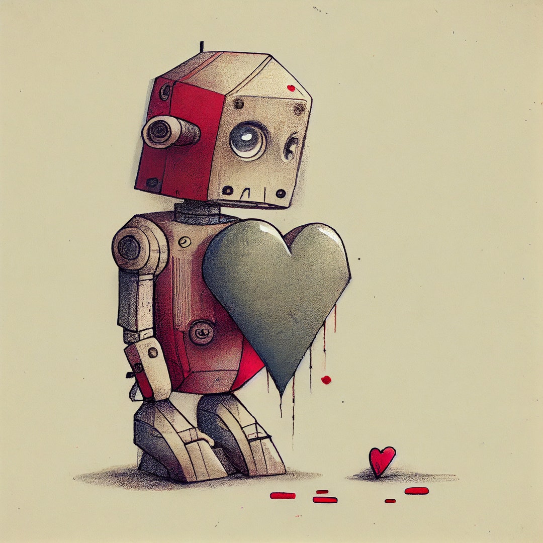 Lonely Robot With Broken Heart Pop Art Print (digital Download) - Etsy