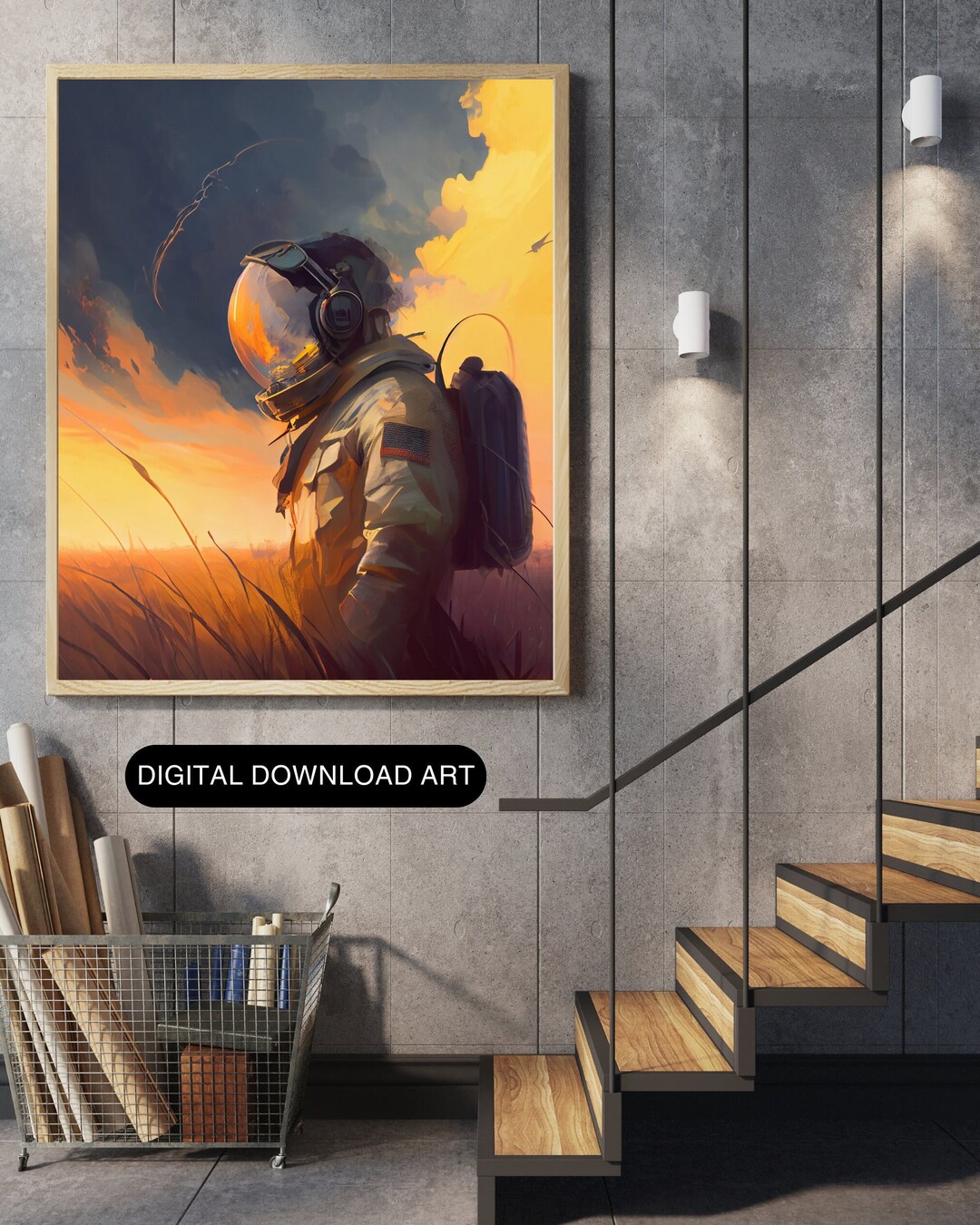 Abstract Astronaut Art Print: Lonely Space Explorer (digital Download ...
