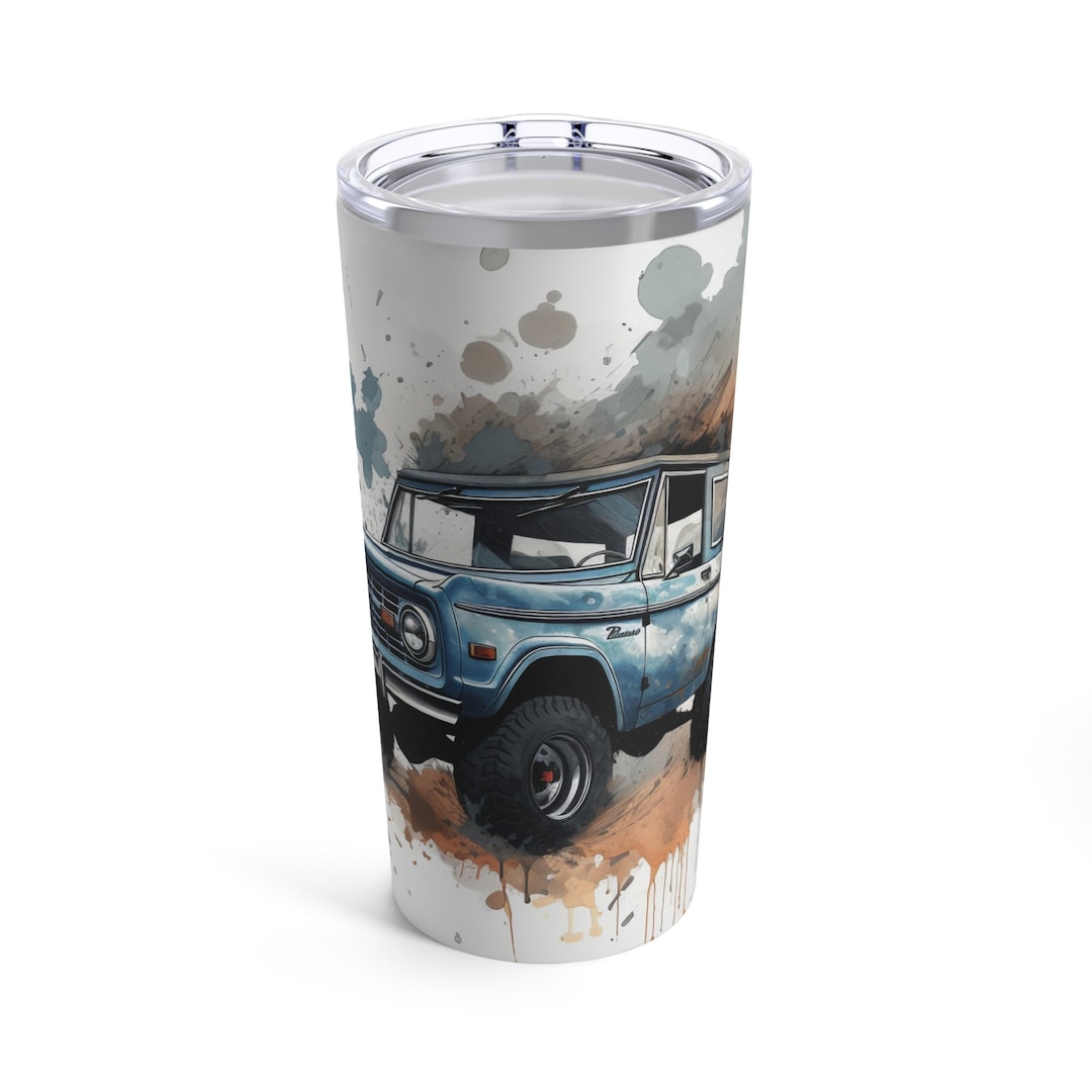 Vintage Bronco 20oz Drink Tumbler Watercolor Blue Bronco Drink Tumbler ...