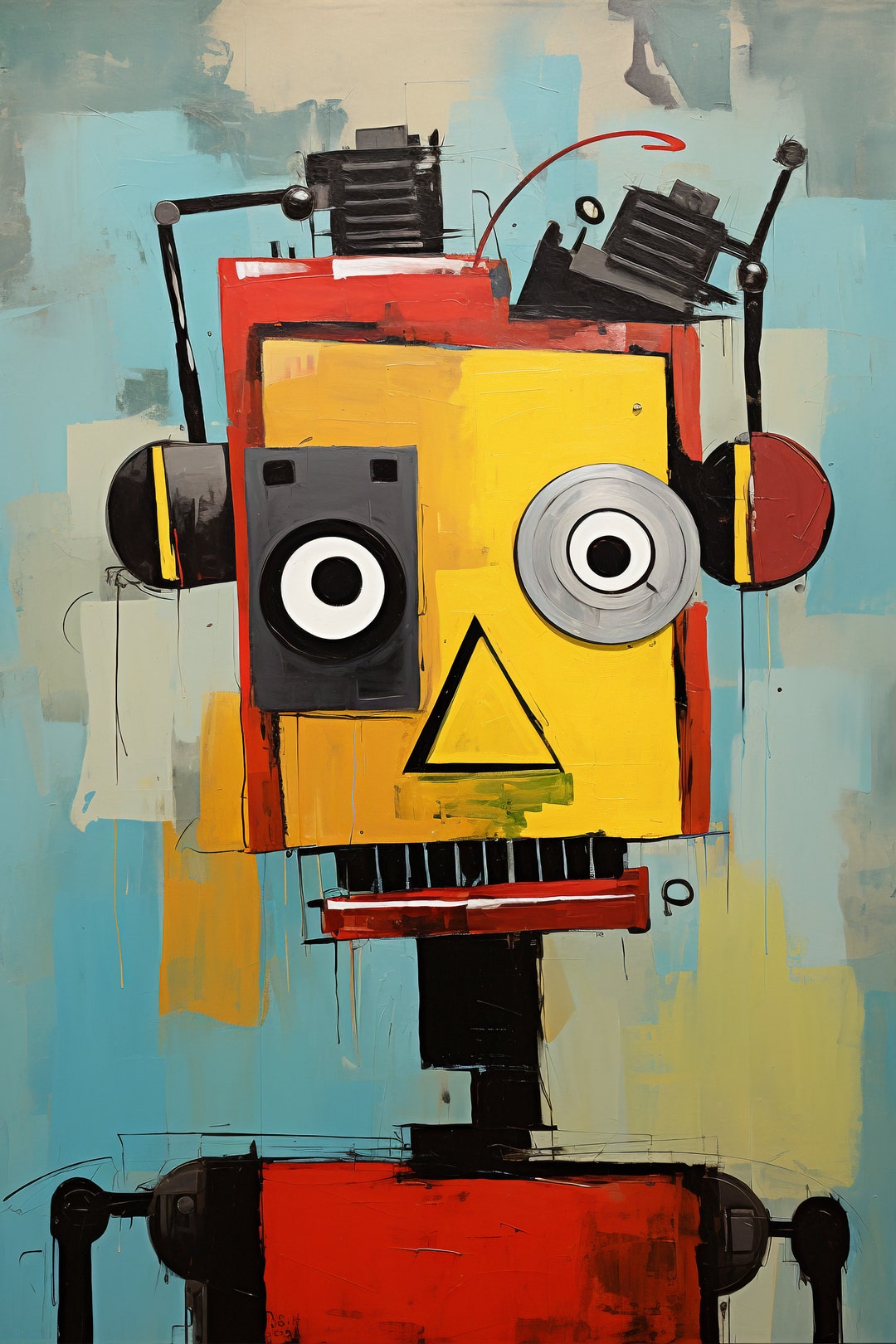 Abstract Robot Pop Art Instant Download, Yellow Contemporary Robot ...