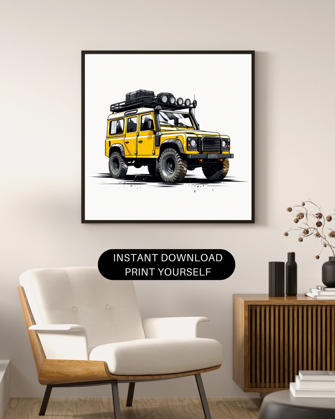 Vintage Yellow Land Rover Defender Art: DIY T-shirt Design (digital ...