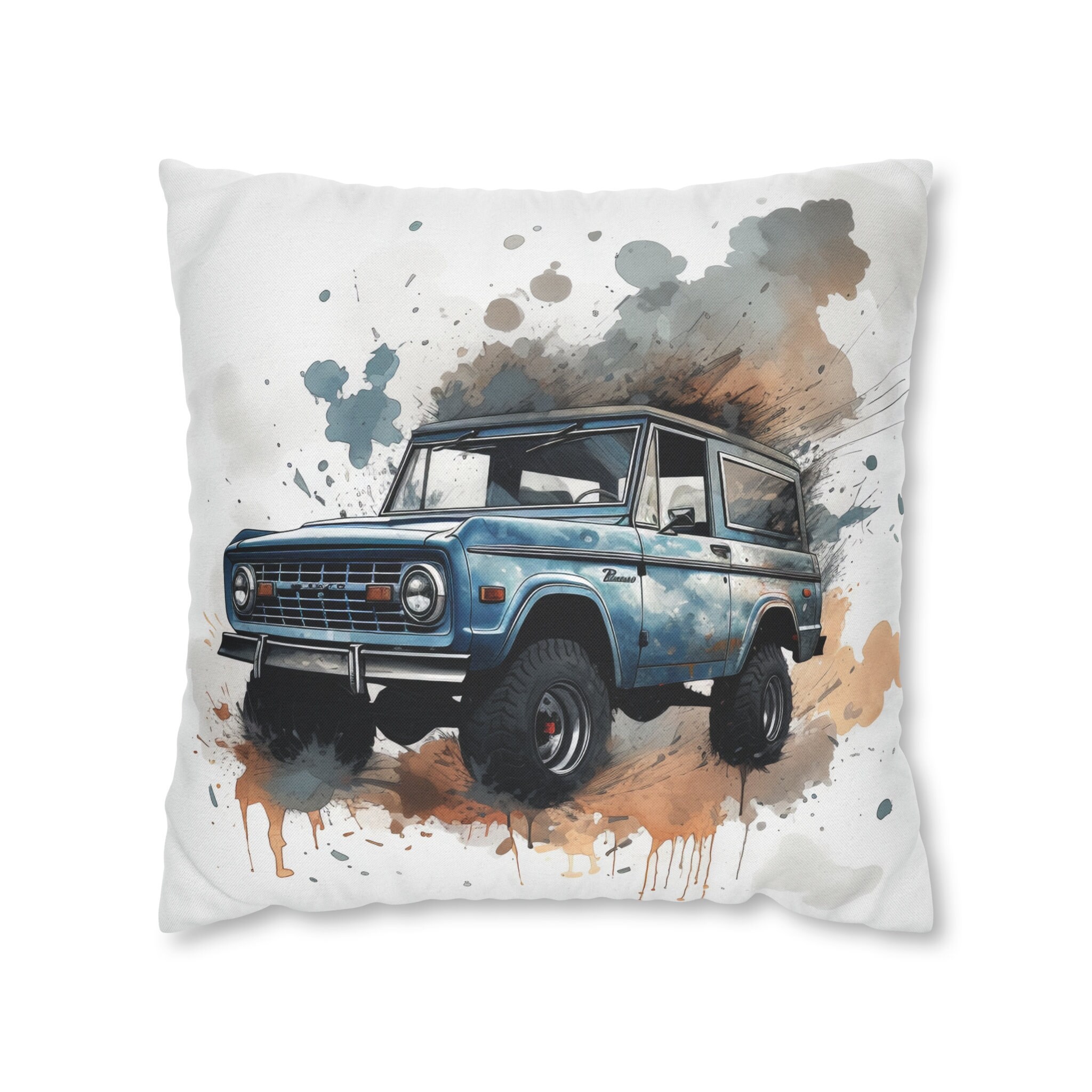Blue Vintage Ford Bronco - Square Pillow Case - 4 Sizes! Spun Polyester ...