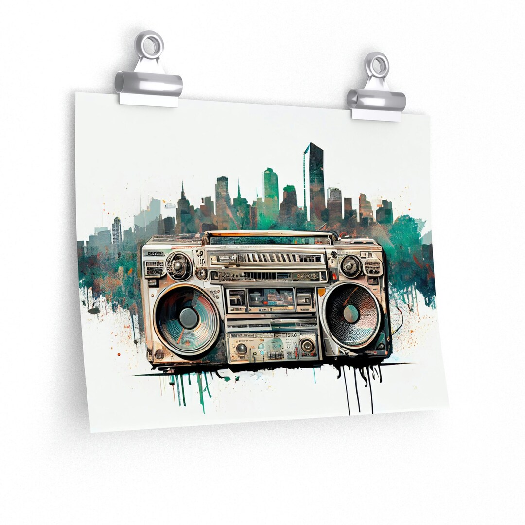 Artistic Retro Boombox Stereo in Front of a Portland Oregon Skyline ...