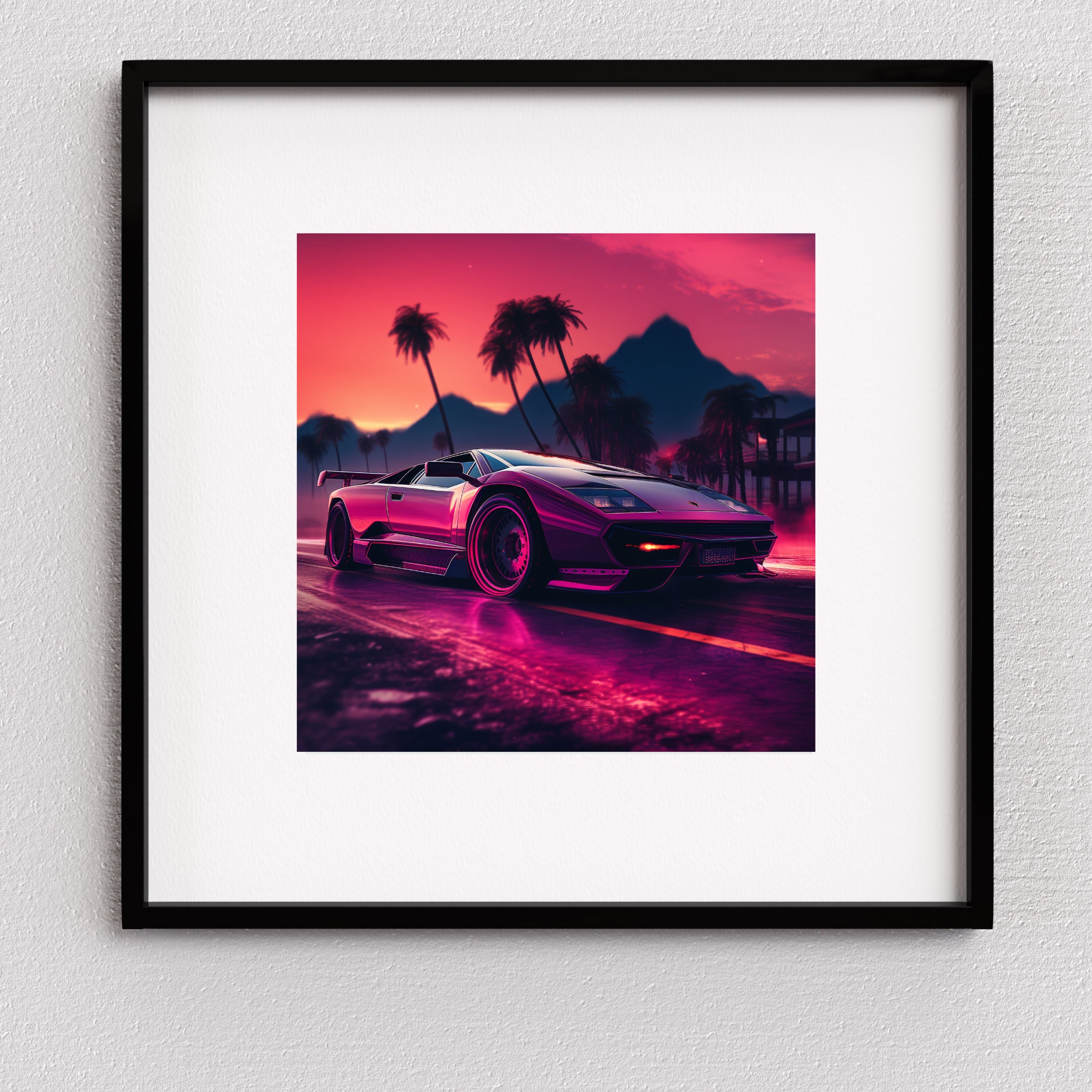 PNG Instant Download Neon Retro Lamborghini Diablo Printable Art Lambo ...