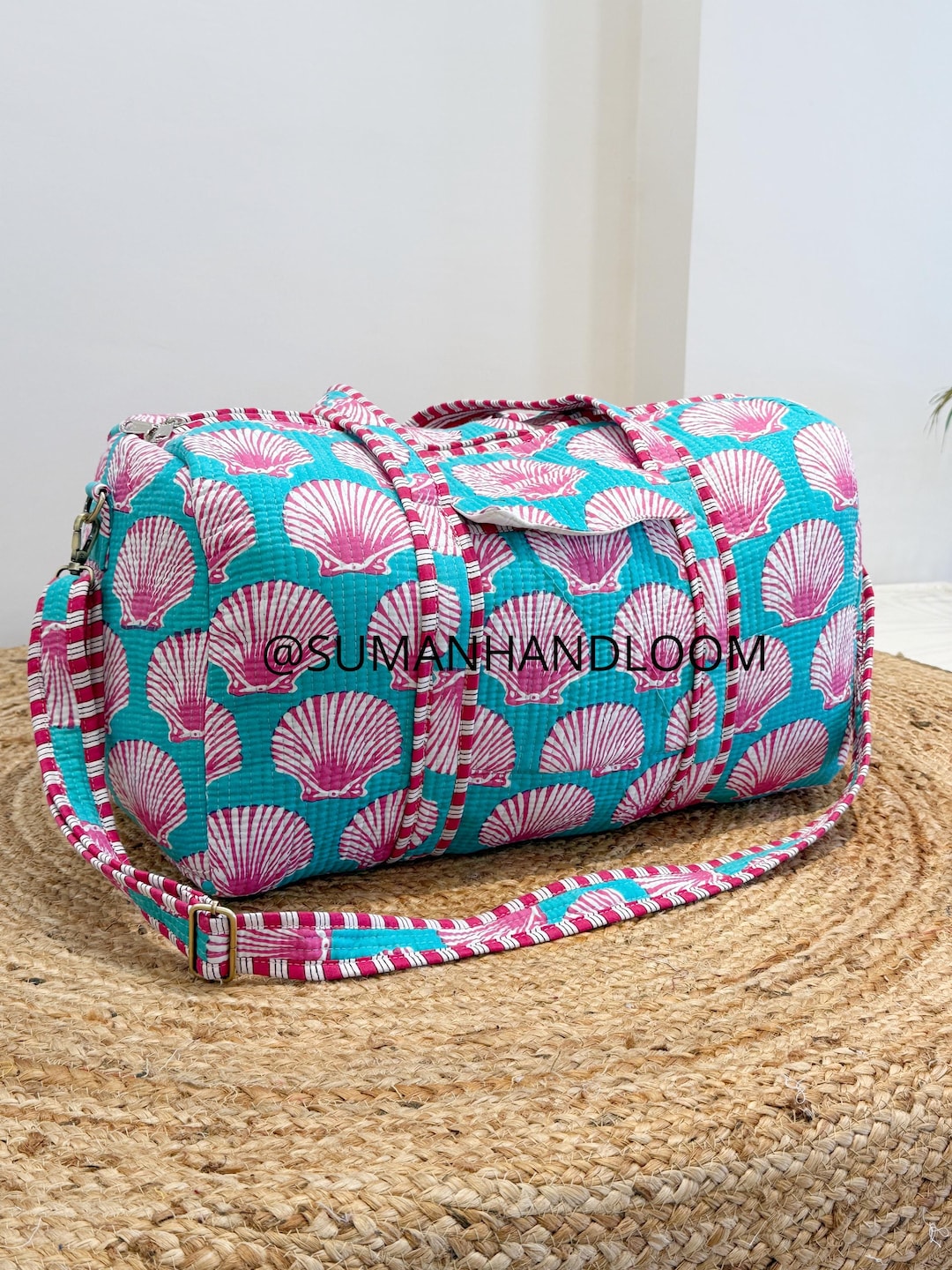 Floral Quilted Duffle Bag, Handmade Travel Organizer, Overnight ...