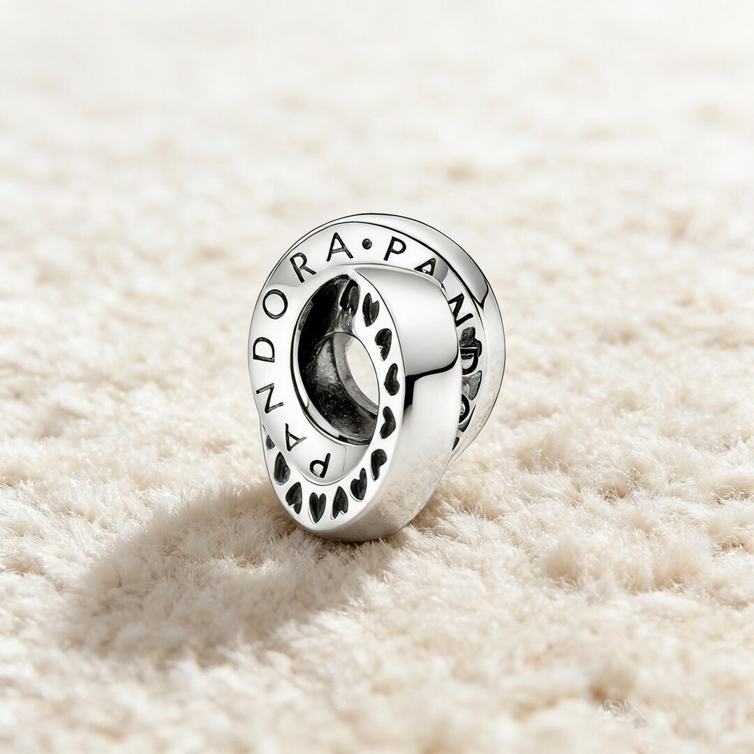 Logo and Heart Embellished Double Ring Charm, Exquisite Pendant Jewelry ...