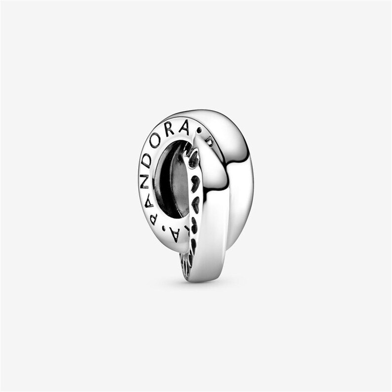 Logo and Heart Embellished Double Ring Charm, Exquisite Pendant Jewelry ...