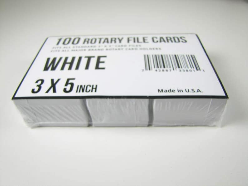 New 3" X 5" Rotary File Cards 100 Cards Fits Old Large Rolodex Holders ...