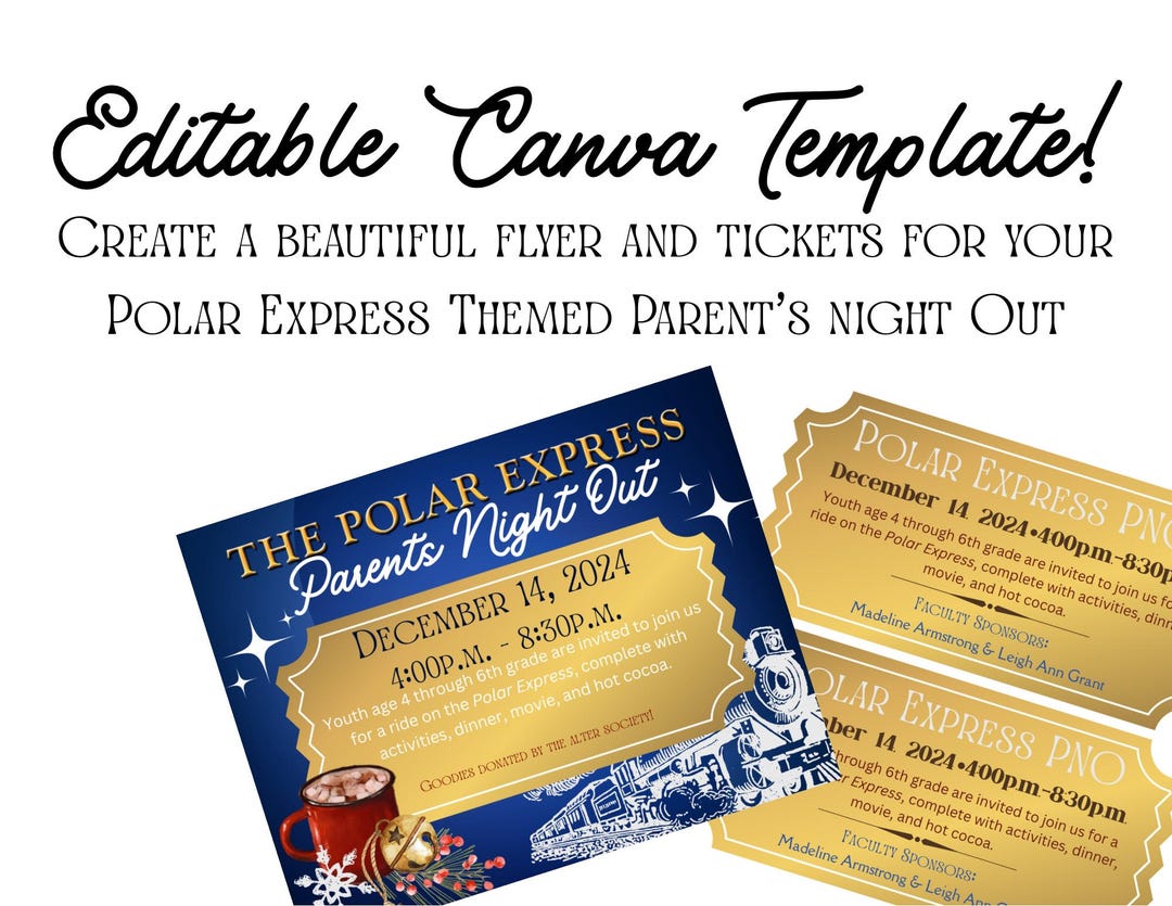 Polar Express Parent’s Night Out – Editable Flyer & Tickets | Canva ...