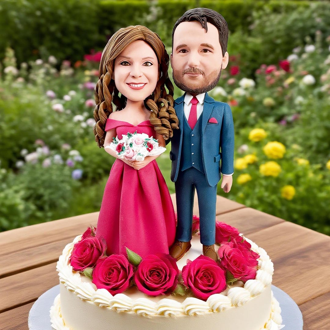 Custom Clay Figurine Cake Topper - Personalized Handmade Couple or ...