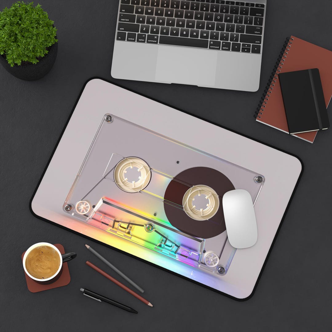 Rainbow Retro Cassette Desk Mat | Unique Office Decor, Gamer Gift ...