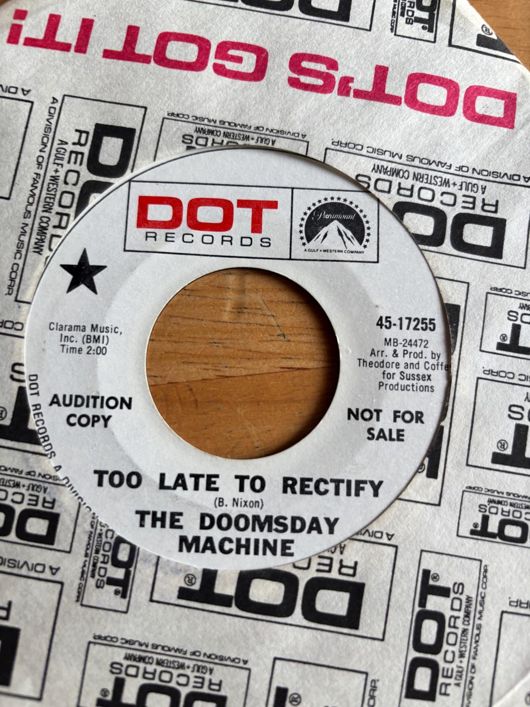 The Doomsday Machine: Too Late to Rectify/ Where is Sally Waits 45 Dot ...