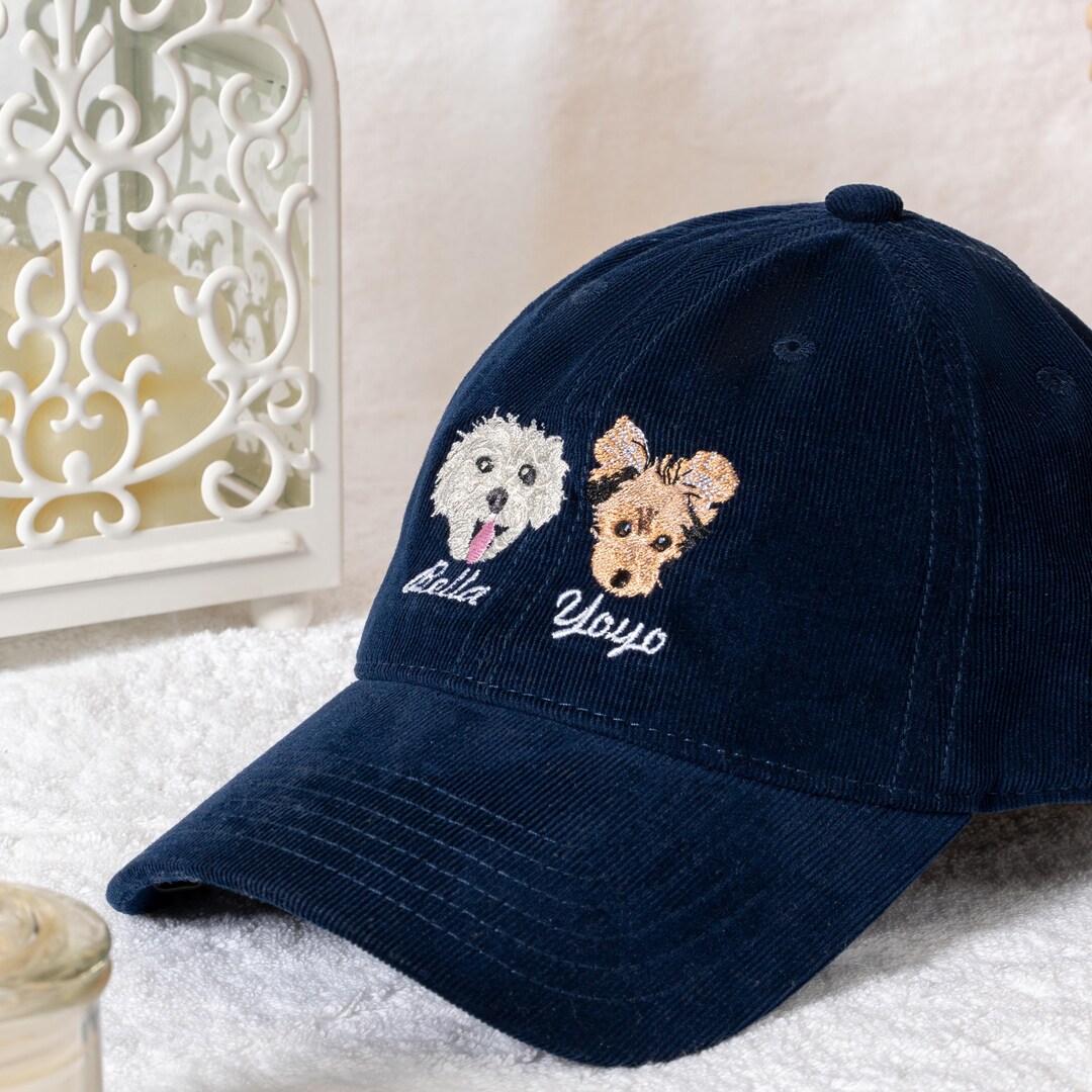 Custom Embroidered Pet Photo Hat: Personalized Dog & Cat Corduroy ...