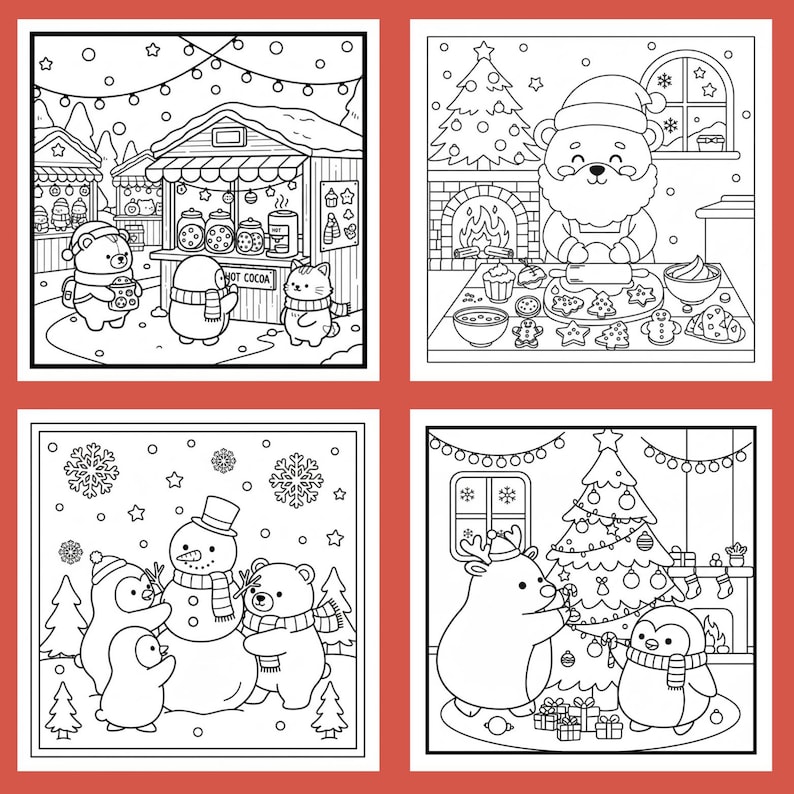 Christmas Cottage Coloring Book, Cozy Holiday Scenes (PDF Pattern) - Etsy