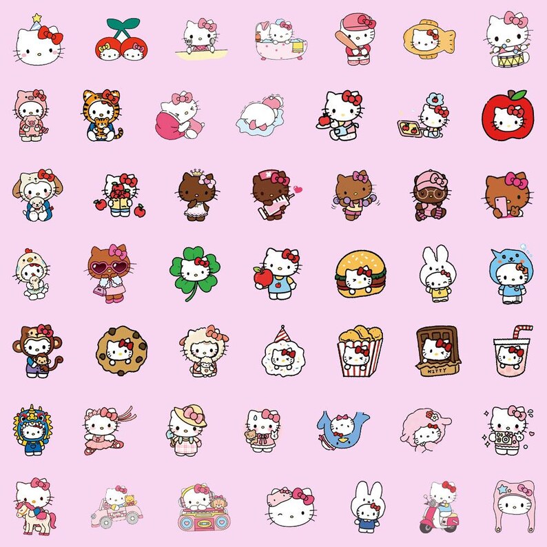 Hello Kitty Vinyl Stickers Bulk Set – 105pcs Adorable Cartoon Stickers ...